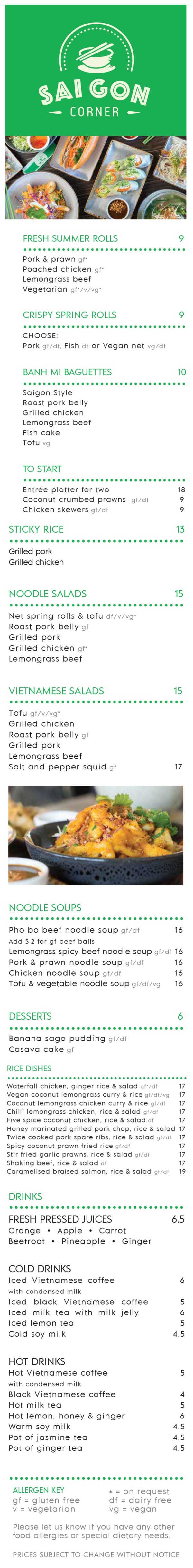 Menus – Saigon Corner