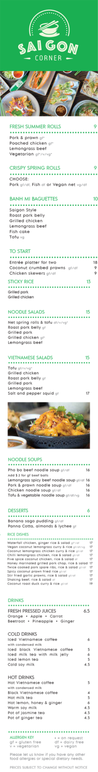 Menus – Saigon Corner