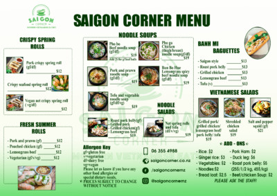 Menus – Saigon Corner